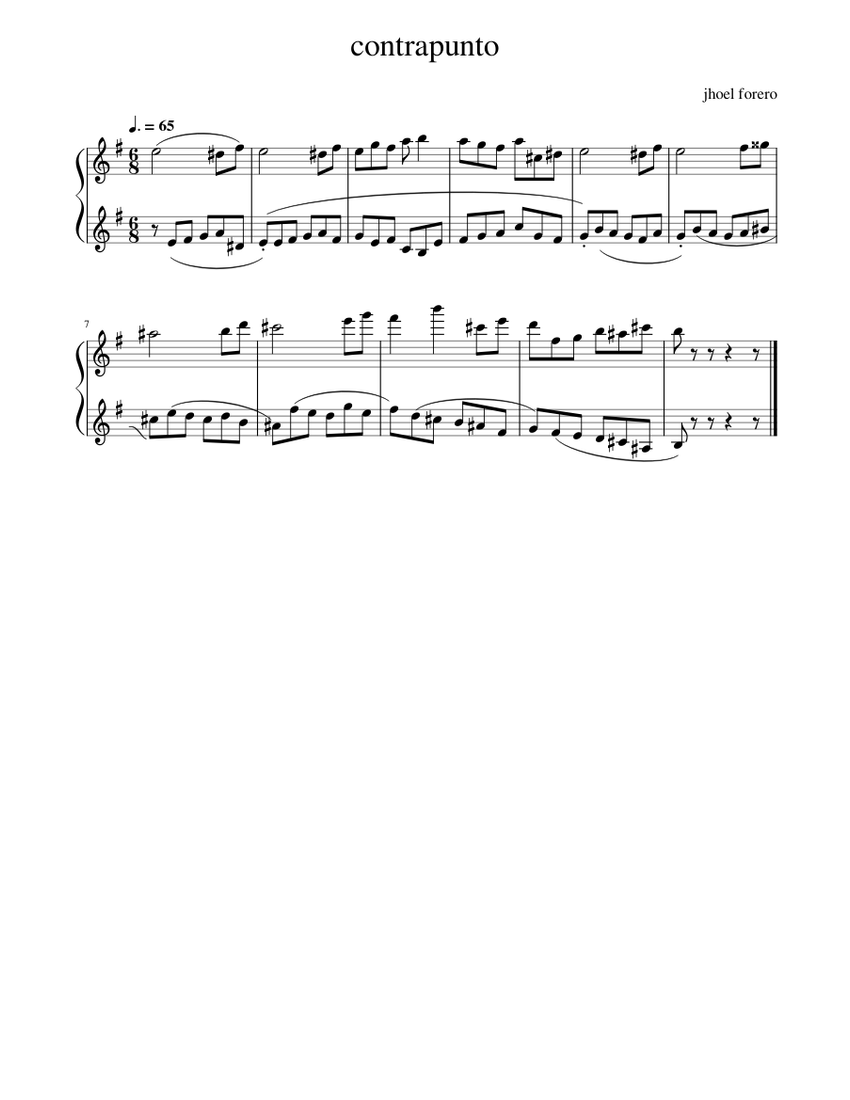 contrapunto Sheet music for Piano (Solo) Easy | Musescore.com