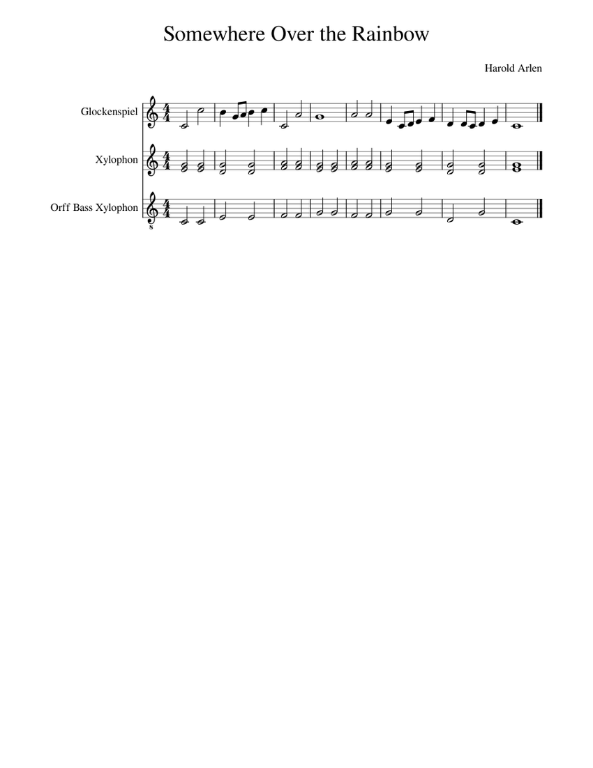 Somewhere_Over_the_Rainbow Sheet music for Glockenspiel, Xylophone ...