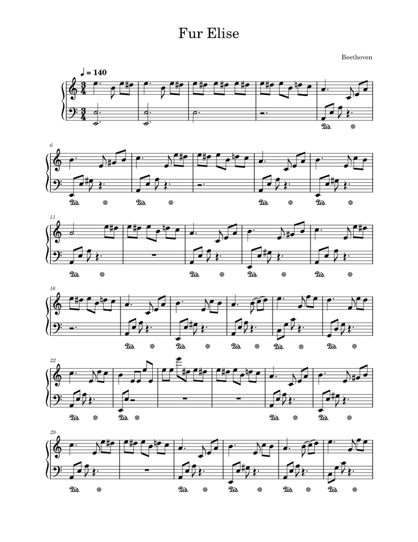 Für Elise – Ludwig van Beethoven Fur Elise Sheet music for Piano (Solo ...