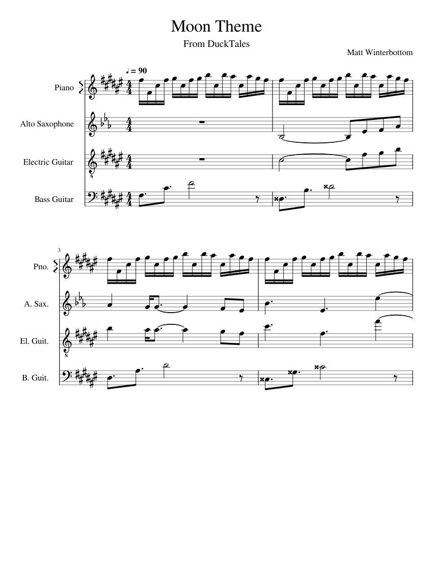 Moon_Theme_From_DuckTales_ NES Sheet Music for Piano, Saxophone alto ...