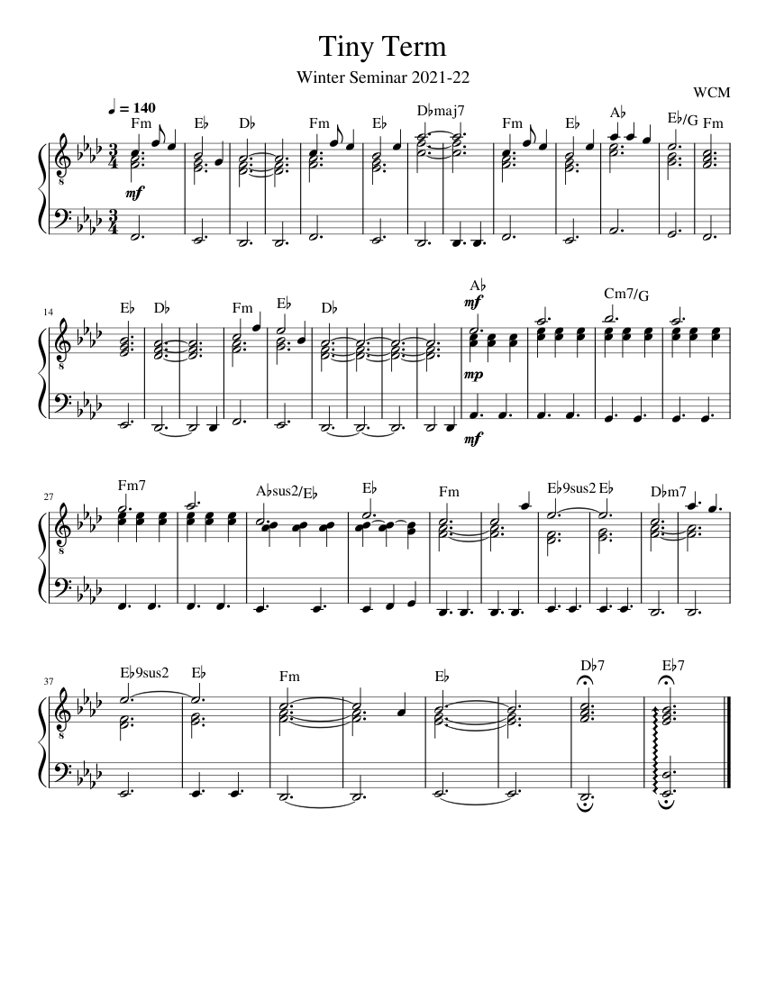 Tiny Term Composition - WCM87 Sheet music for Piano (Solo) Easy ...