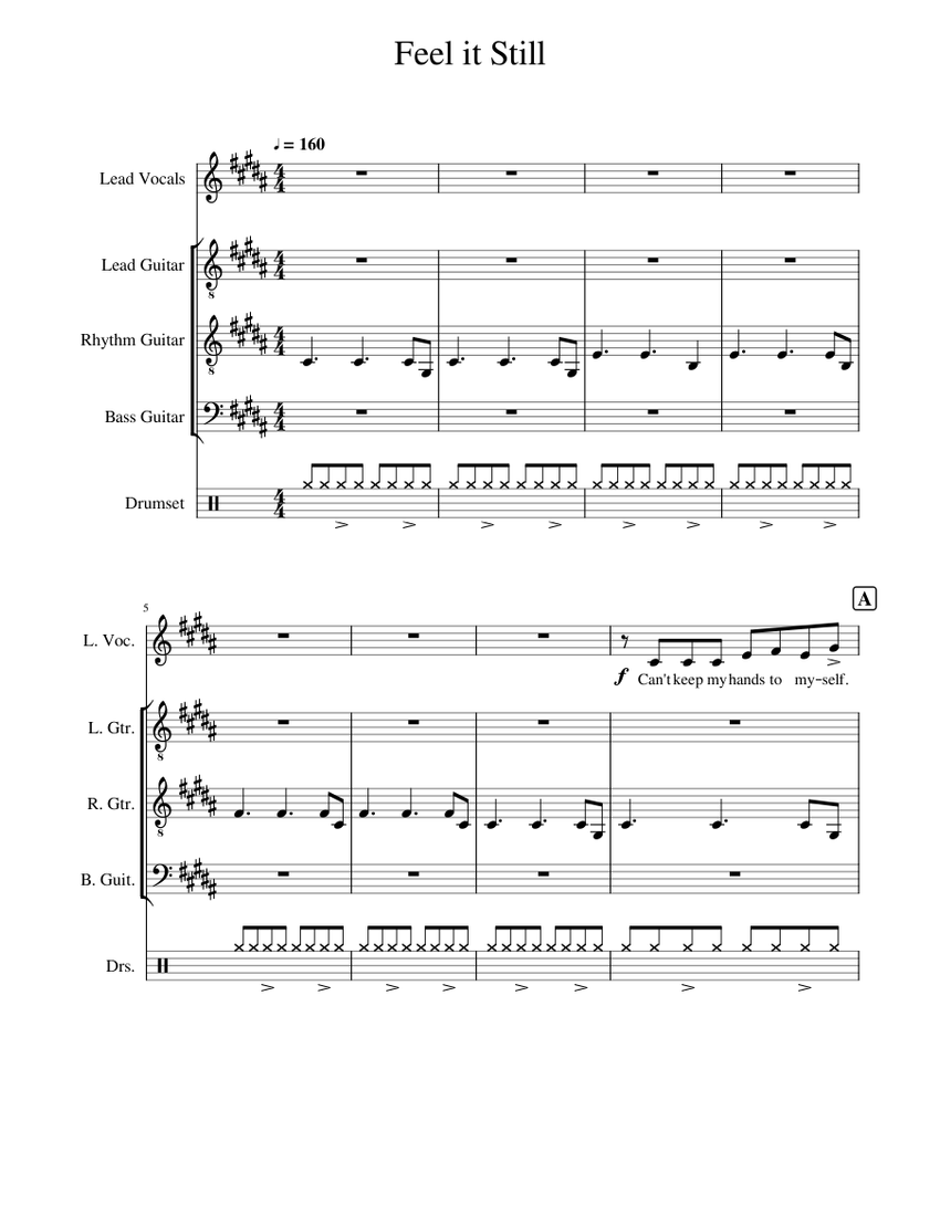 Feel it Still Sheet music for Vocals, Guitar, Bass guitar, Drum group ...
