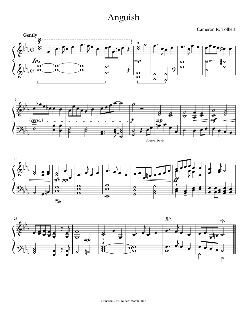 Anguish Sheet music for Piano (Solo) | Musescore.com