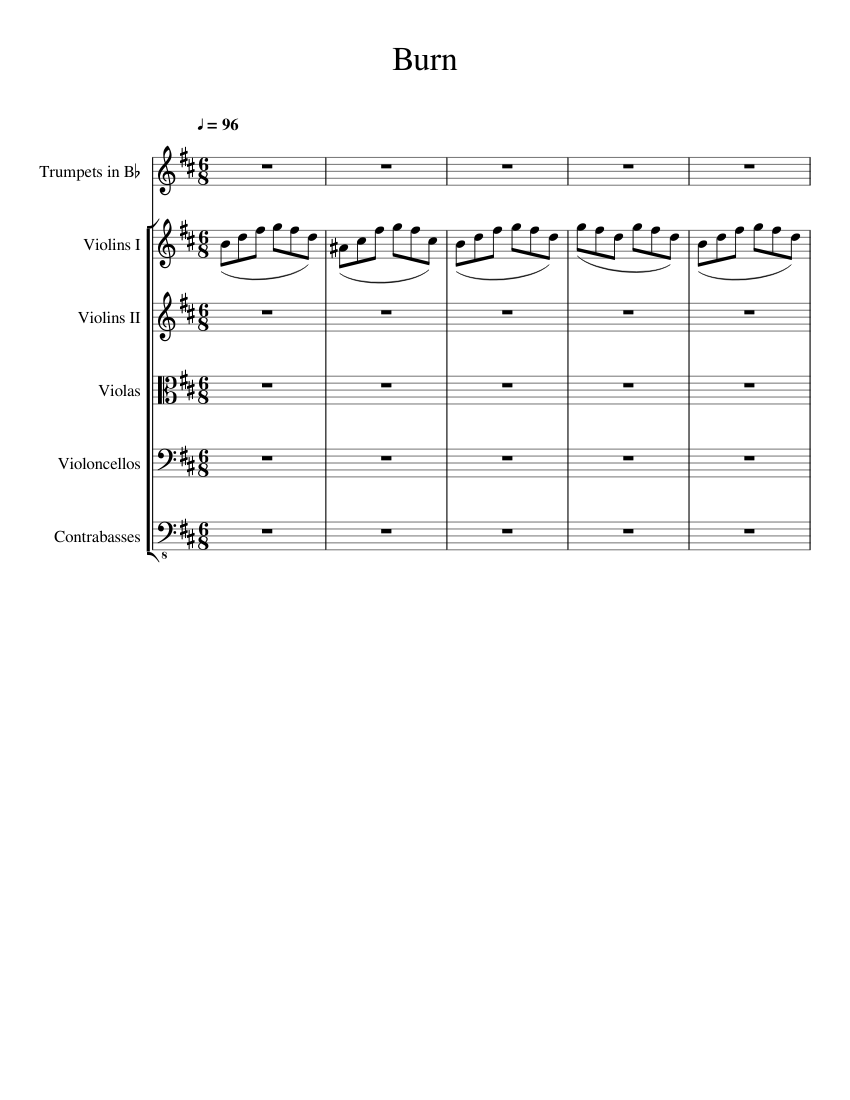 Burn Sheet Music for Trumpet in b-flat, Strings group (Mixed Ensemble ...