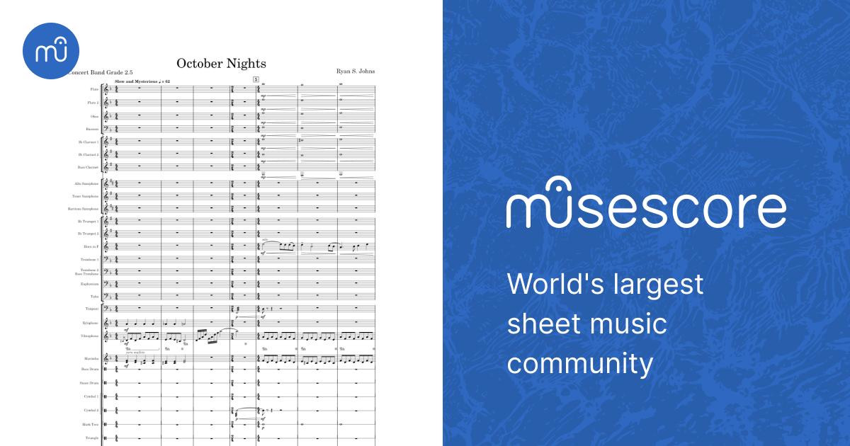 October Nights Sheet Music for Trombone, Tuba, Flute, Oboe & more ...