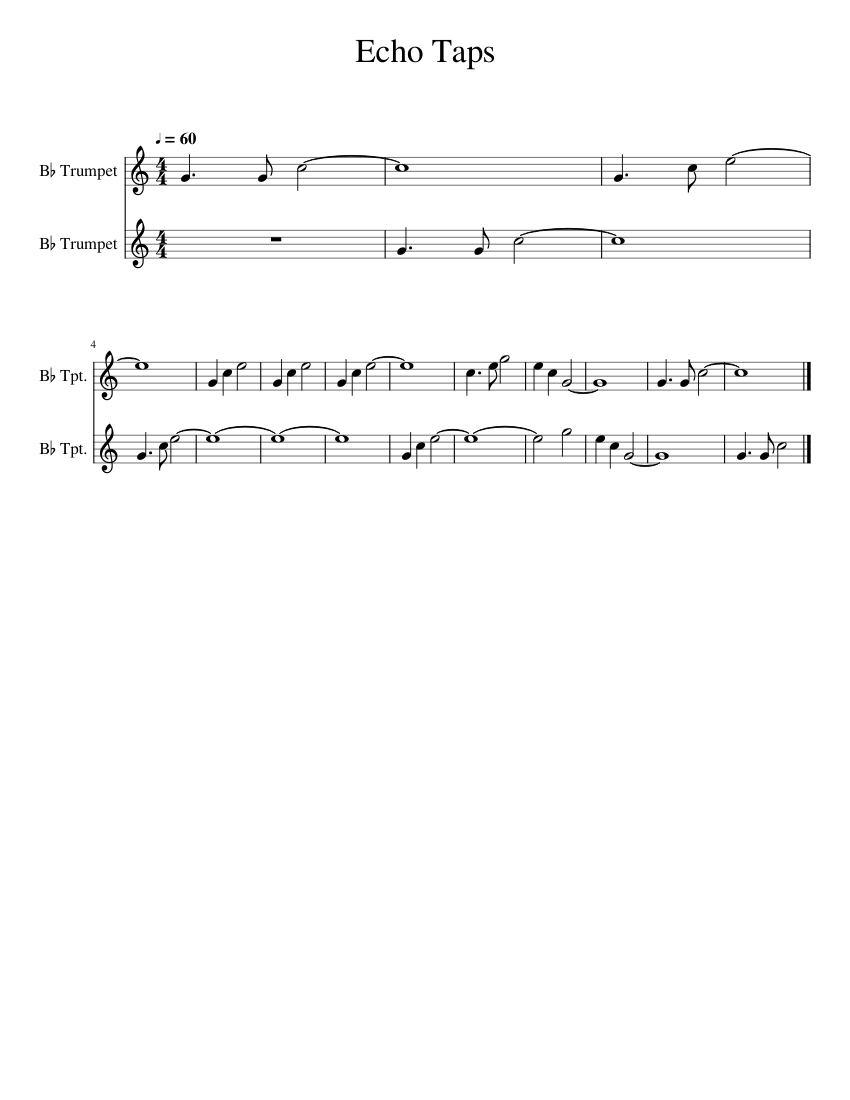 Echo Taps Sheet music for Trumpet in b-flat (Brass Duet) | Musescore.com