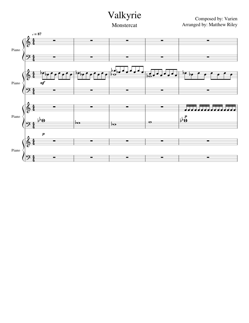 Valkyrie by Varien Piano Sheet music for Piano (Mixed Quartet ...