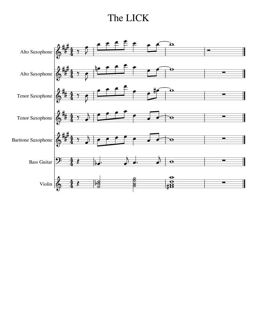 The LICK Sheet music for Saxophone alto, Saxophone tenor, Saxophone ...