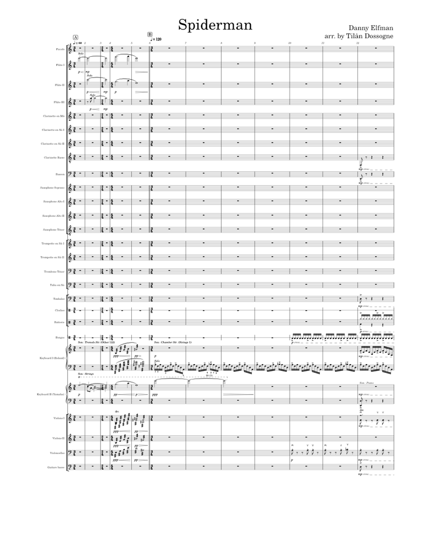 Spiderman - Theme Sheet music for Tuba, Trombone tenor, Flute piccolo ...