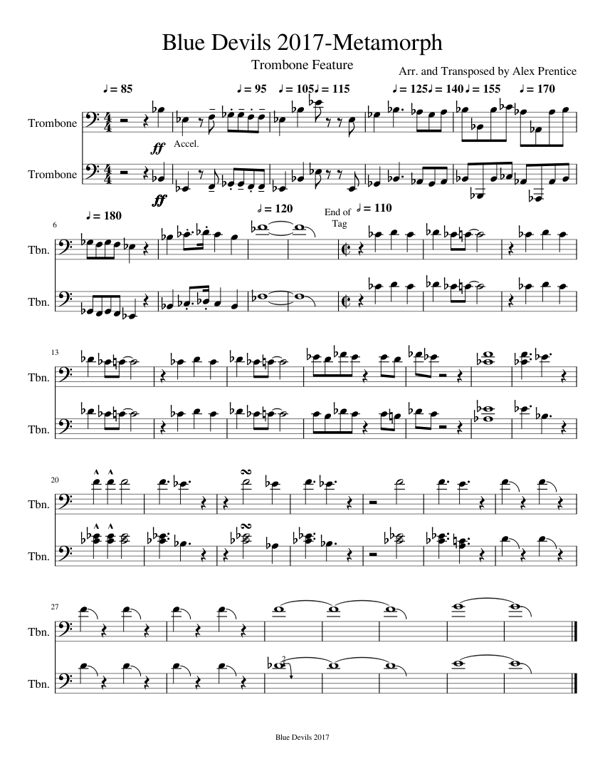 Blue Devils 2017 Metamorph Trombone Feature Sheet Music for Trombone ...