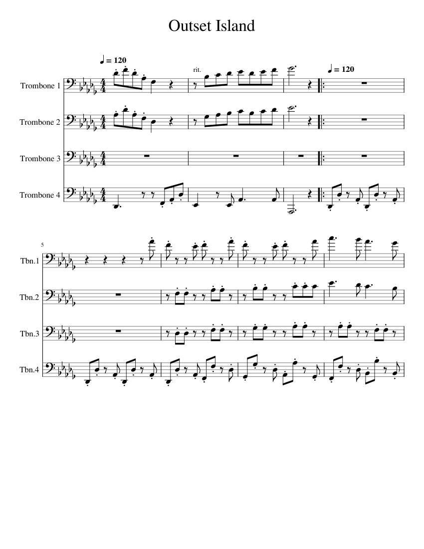 Outset Island Sheet music for Trombone (Brass Quartet) | Musescore.com