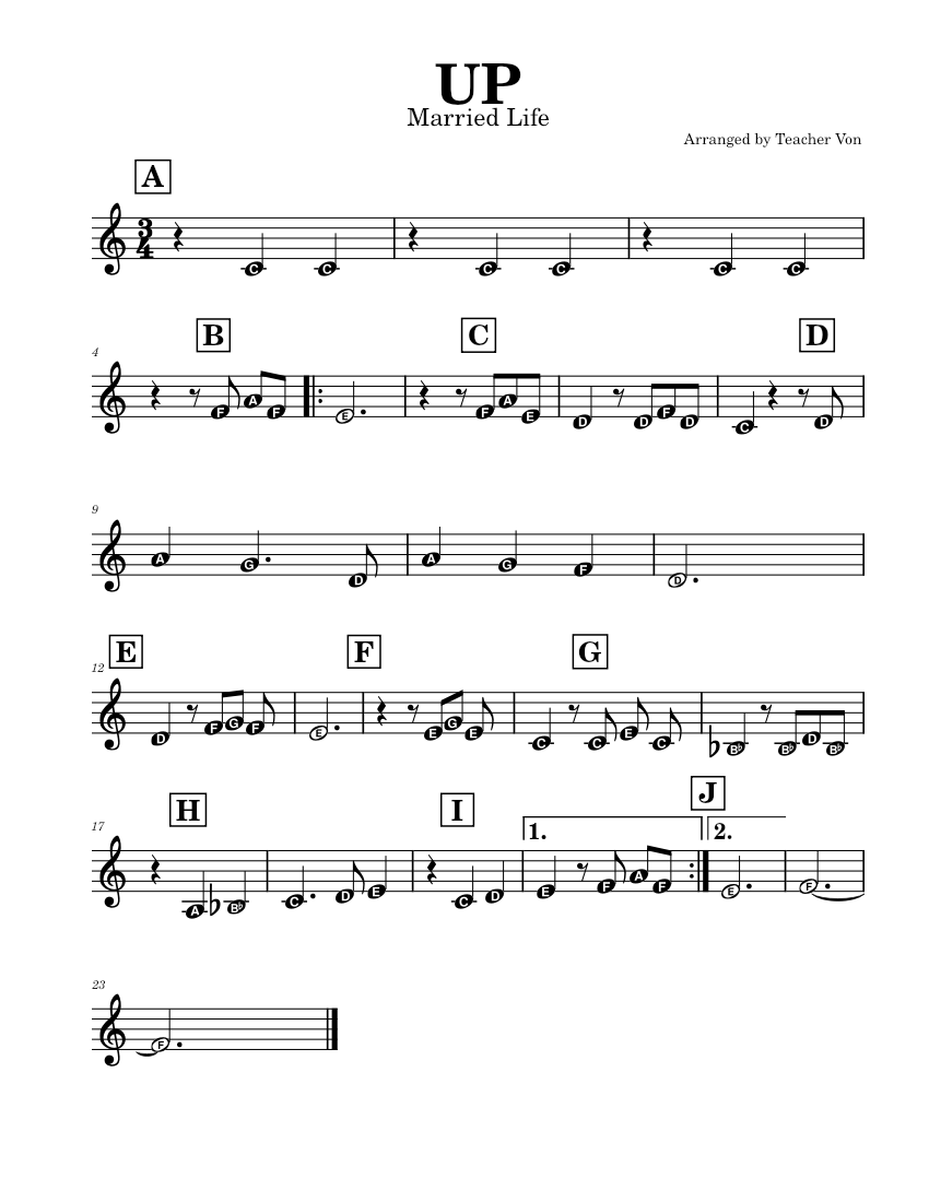Married Life – Animated movie "Up" - beginner Piano Sheet Music for ...