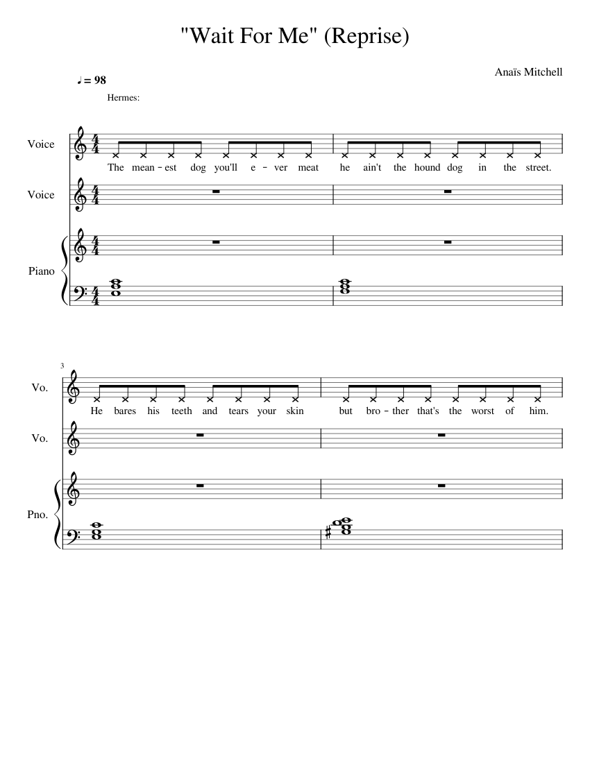 _Wait_For_Me__(Reprise) Sheet Music for Piano, Vocals (Mixed Trio ...