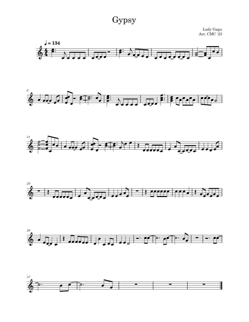Gypsy – Lady Gaga Gypsy Sheet music for Piano (Solo) | Musescore.com