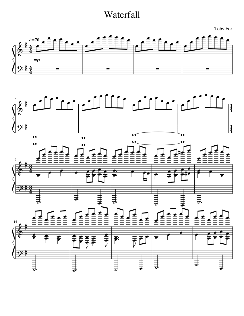 Waterfall Sheet music for Piano (Solo) Easy | Musescore.com