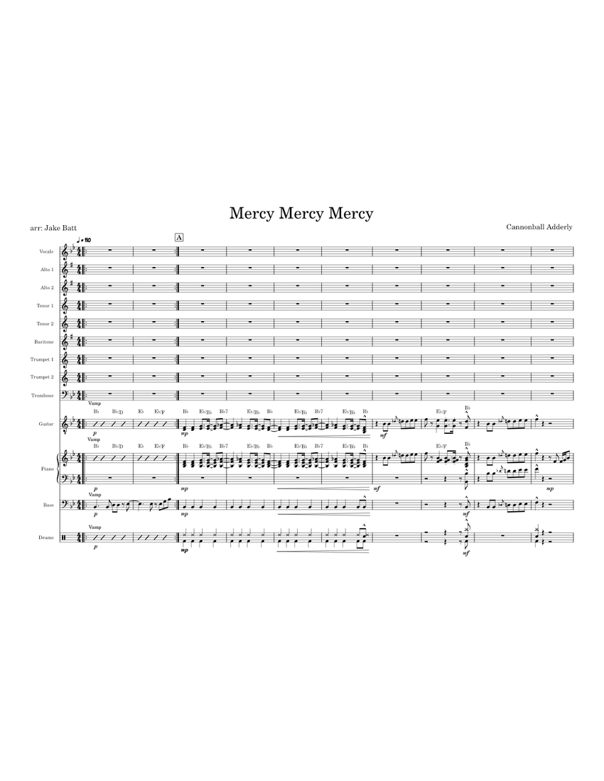 Mercy mercy mercy – Cannonball Adderley Sheet Music with Chords for ...