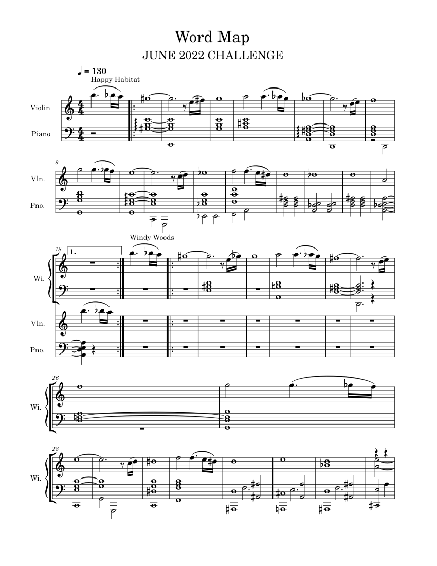 World Map Sheet Music for Piano, Accordion, Violin, Cello & more ...