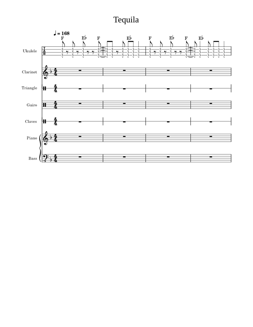 Tequila Sheet Music and Tab with Chords for Piano, Clarinet in b-flat ...