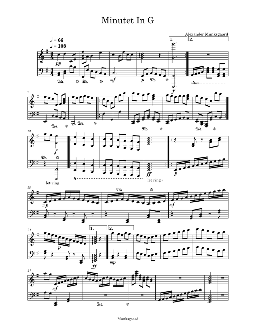 Minuet in G Sheet music for Piano (Solo) | Musescore.com