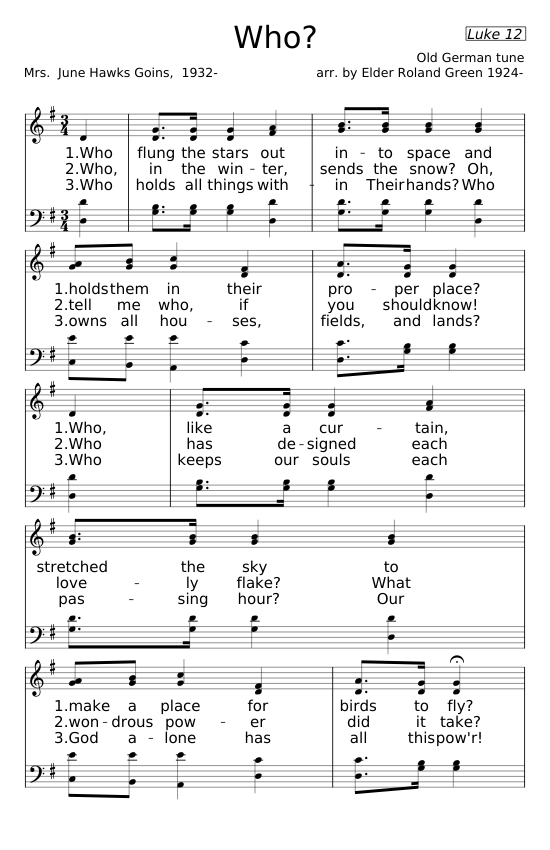 Who? – June Hawks Goins Sheet music for Piano (Church Choir) Easy ...