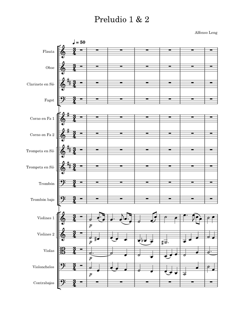 Preludio 1 & 2 Sheet Music for Trombone, Trombone bass, Flute, Oboe ...