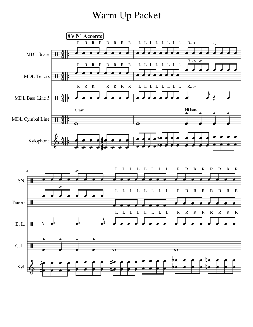 :)Washington_Warm_Up_Packet Sheet music for Xylophone (Solo ...