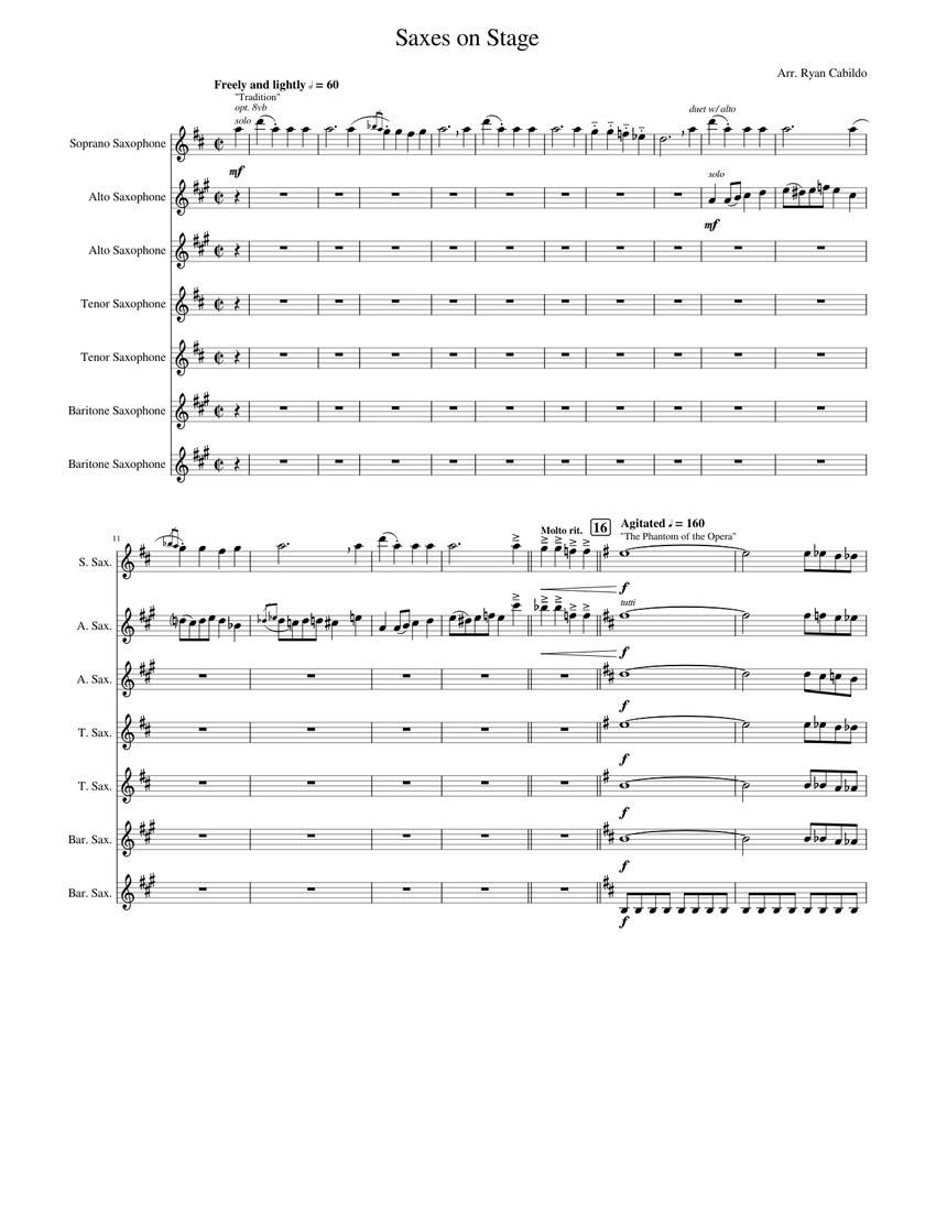 Saxes on Stage Sheet Music for Saxophone alto, Saxophone tenor ...