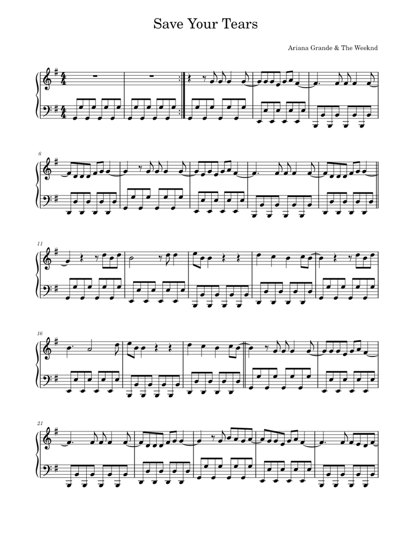 Save Your Tears - The Weekend and Ariana Grande - piano tutorial