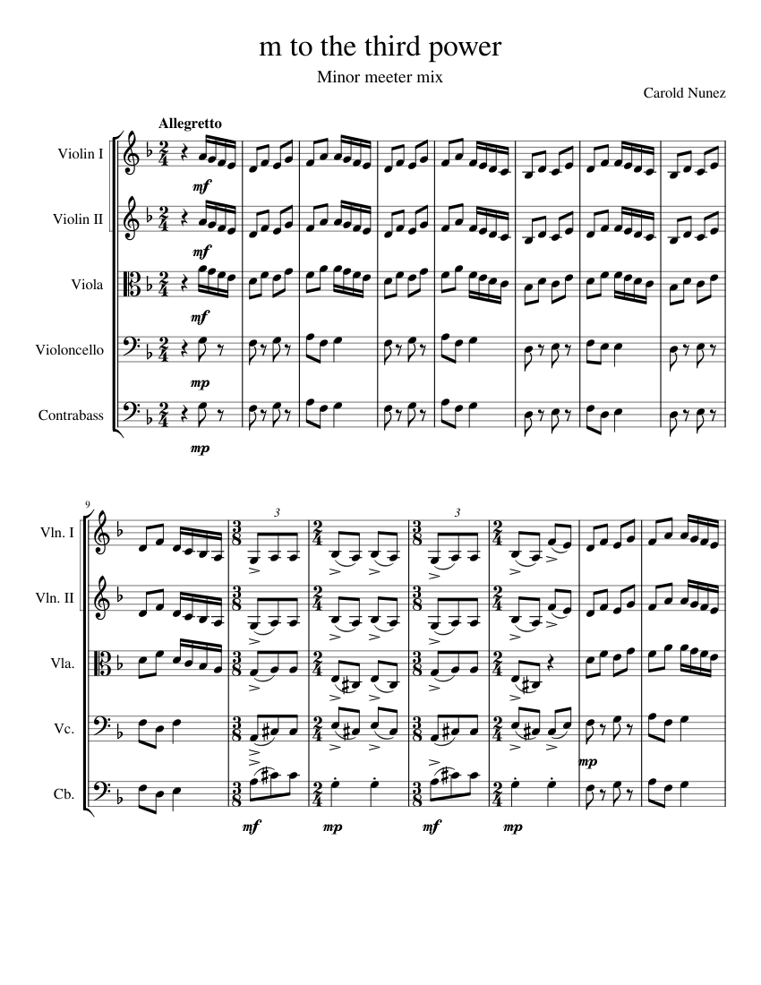 m_to_the_third_power Sheet Music for Contrabass, Violin, Viola, Cello ...