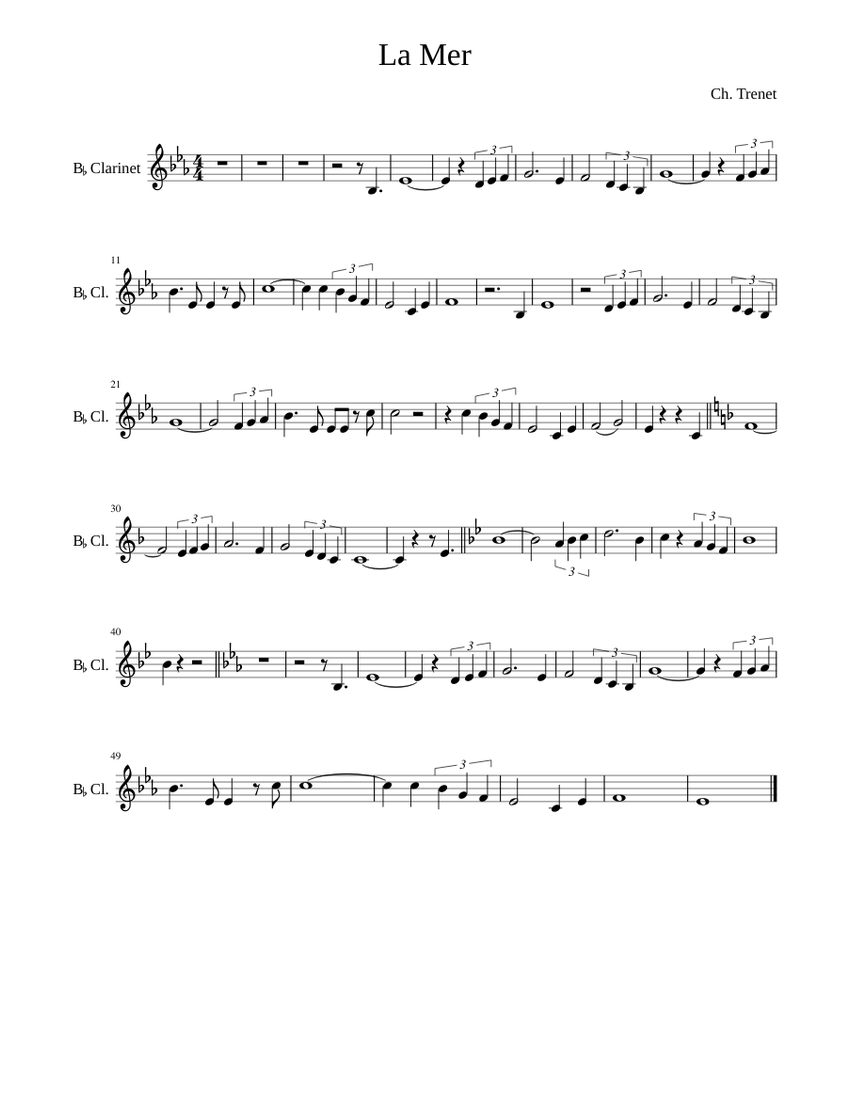 La Mer Sheet Music for Woodwinds (other) (Solo) | MuseScore.com