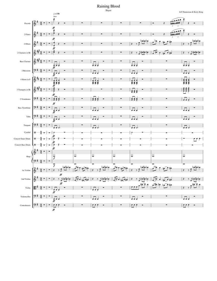 Slayer - Raining Blood Sheet Music for Trombone, Tuba, Trombone bass ...