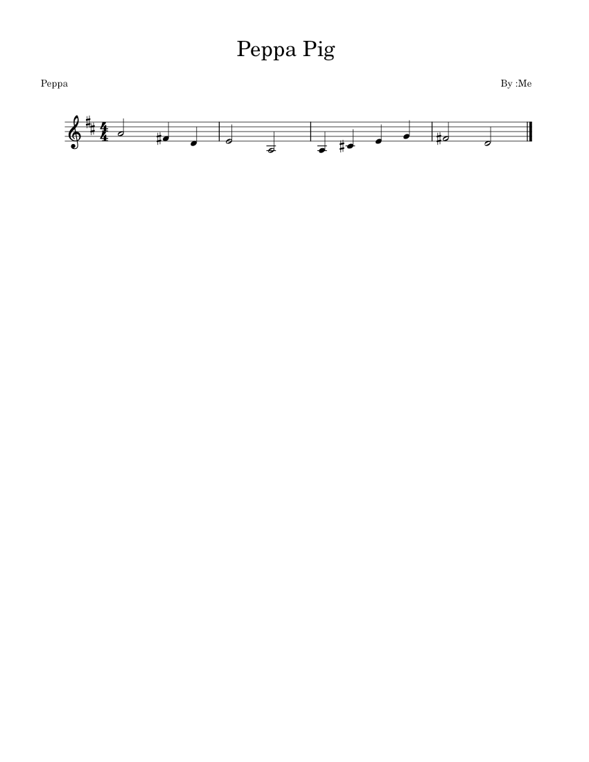 Peppa pig theme – Misc Cartoons Peppa pig theme –Clarinet Sheet Music ...
