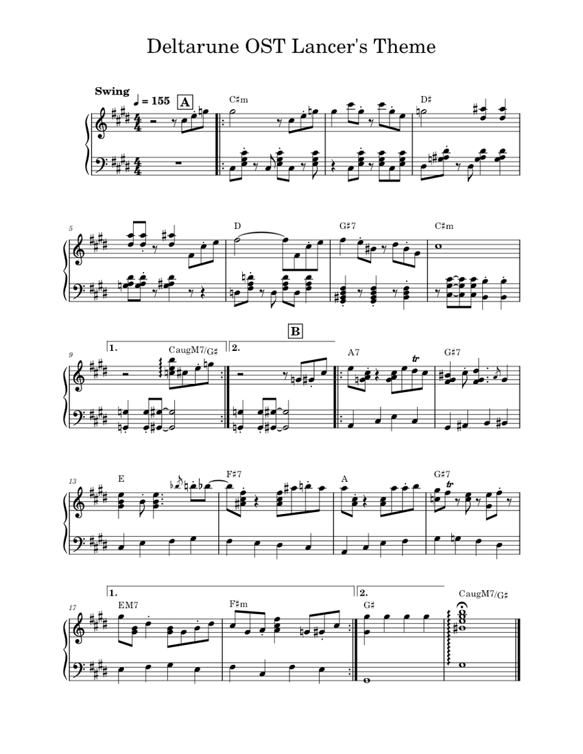 Lancer's Theme – Toby Fox Deltarune OST Lancers Theme Sheet Music with ...