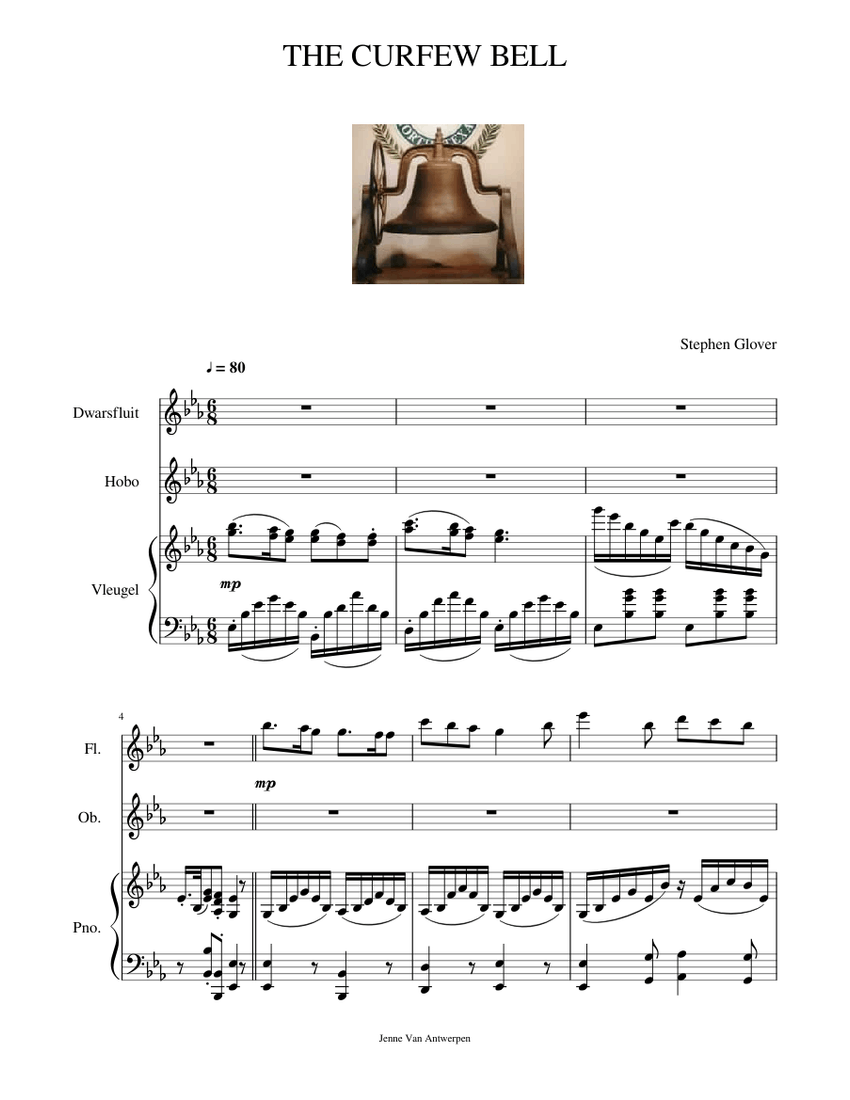 THE CURFEW BELL Sheet music for Piano, Flute, Oboe (Mixed Trio ...