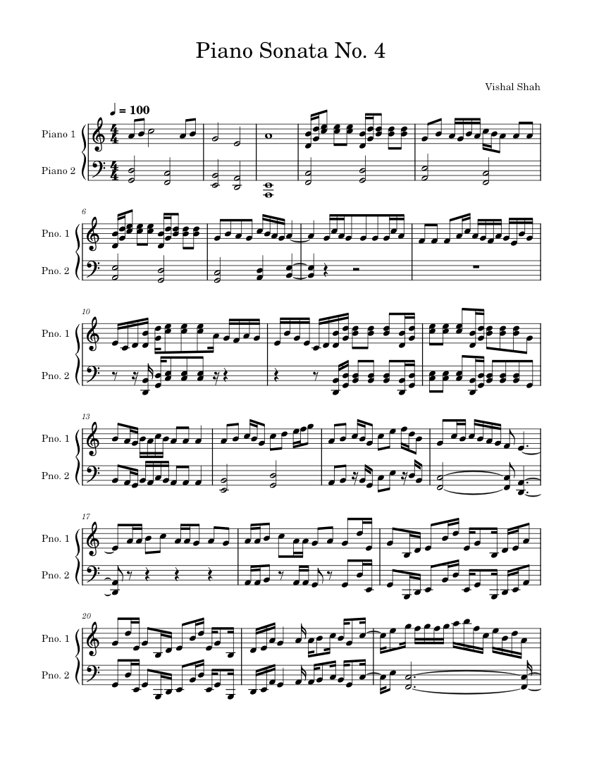 Piano Sonata No. 4 - piano tutorial