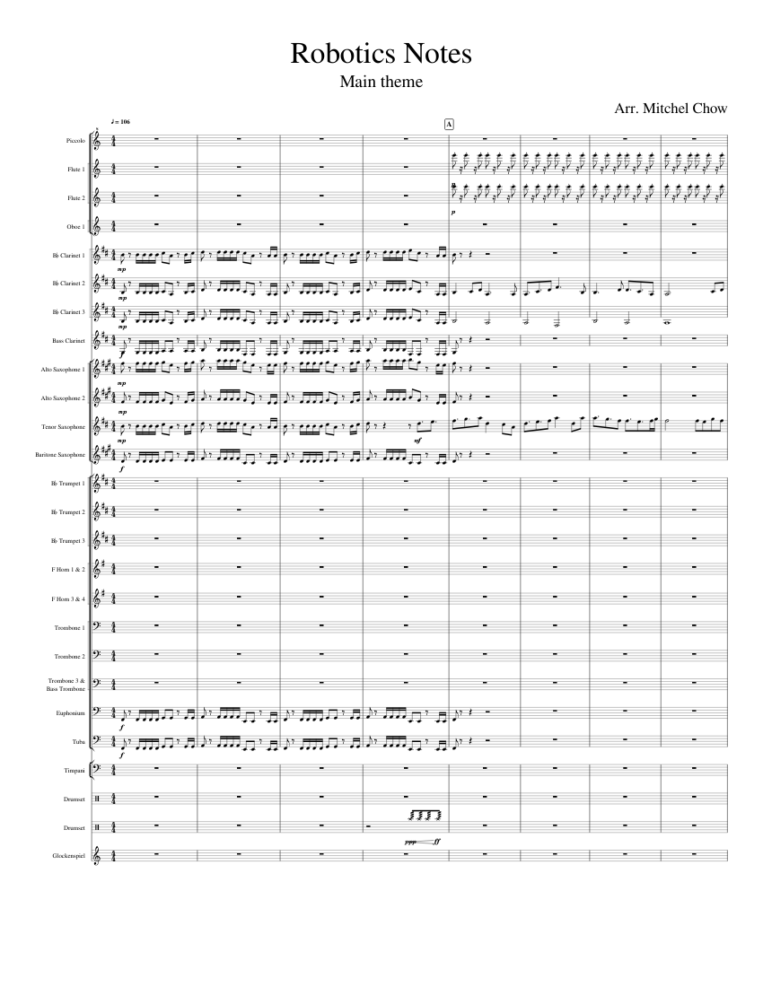 Robotics Notes OST Sheet Music for Trombone, Euphonium, Tuba, Flute ...