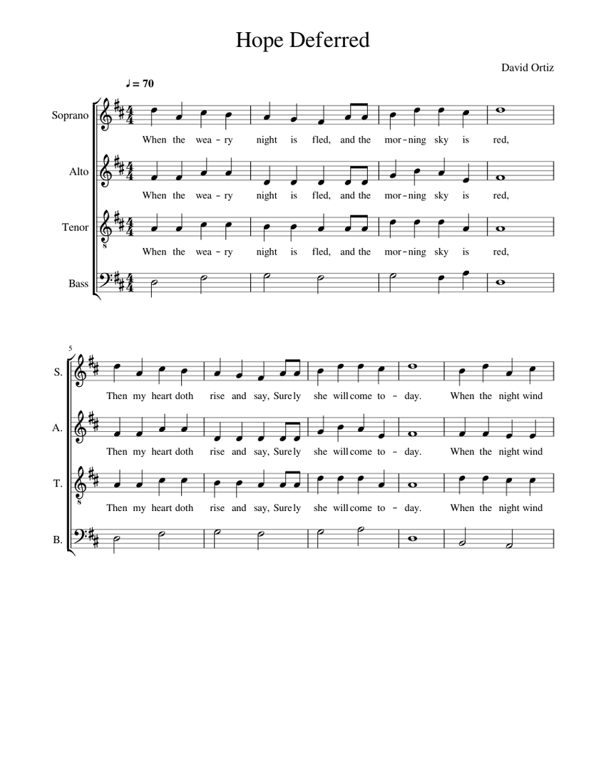 Hope Deferred edit Sheet music for Soprano, Alto, Tenor, Bass voice ...