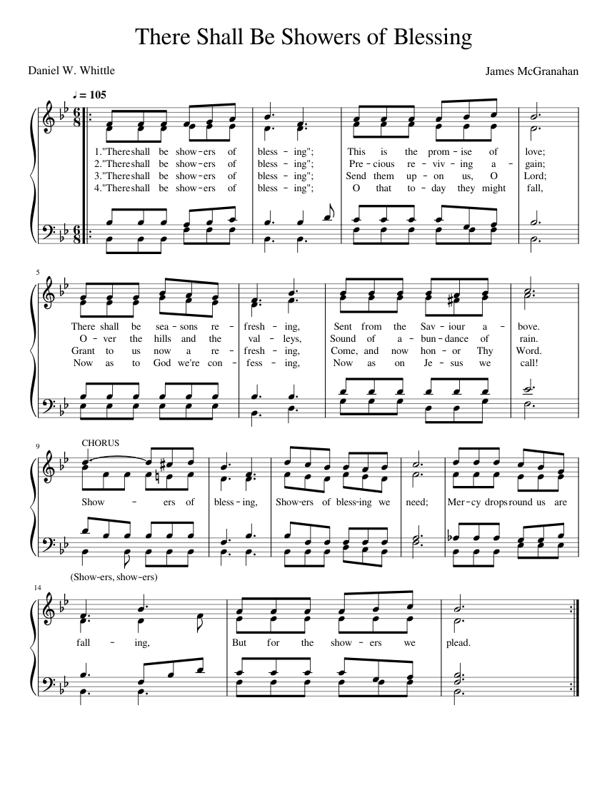 224 There Shall Be Showers of Blessing Sheet music for Piano (Solo ...