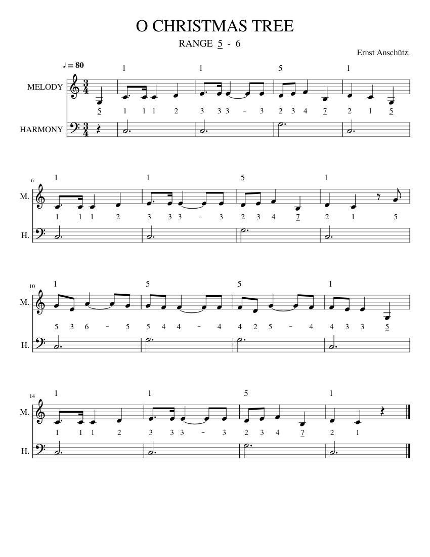 O CHRISTMAS TREE by # Sheet Music with Chords for Violin, Cello (String ...