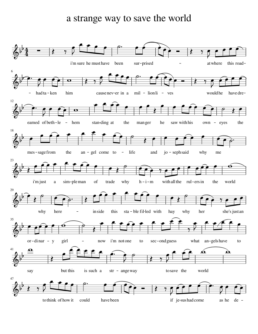 a strange way to save the world Sheet Music for Flute (Solo ...