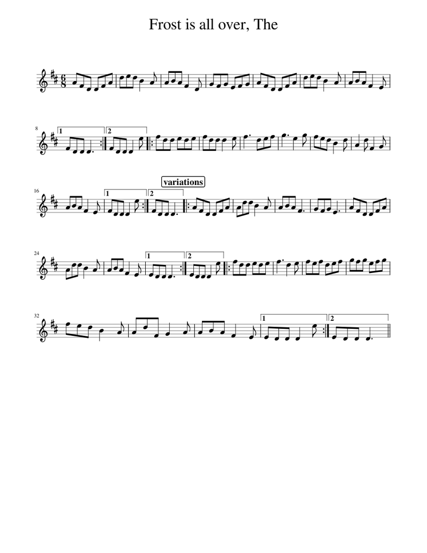 The Frost is all over Sheet music for Piano (Solo) | Musescore.com