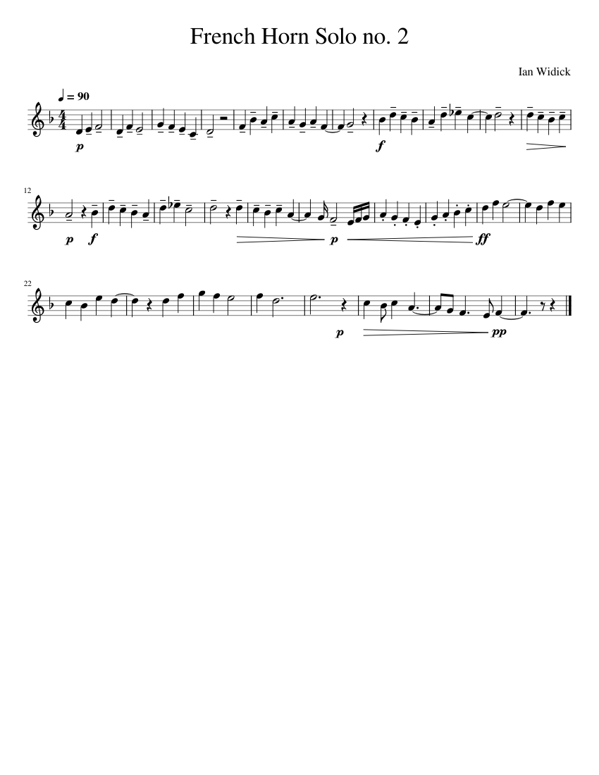 French Horn Solo no. 2 Sheet Music for French horn (Solo) | MuseScore.com