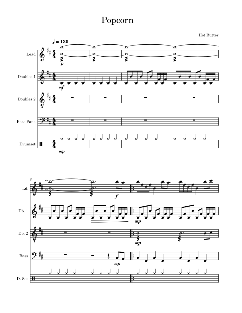 Popcorn – Hot Butter Popcorn (easier version) Sheet Music for Drum ...