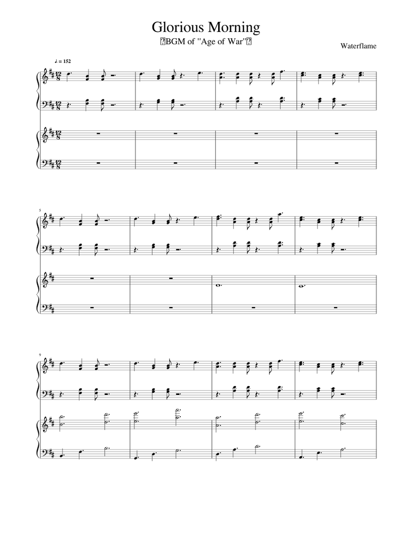 Glorious Morning Sheet Music for Piano (Piano Duo) | MuseScore.com