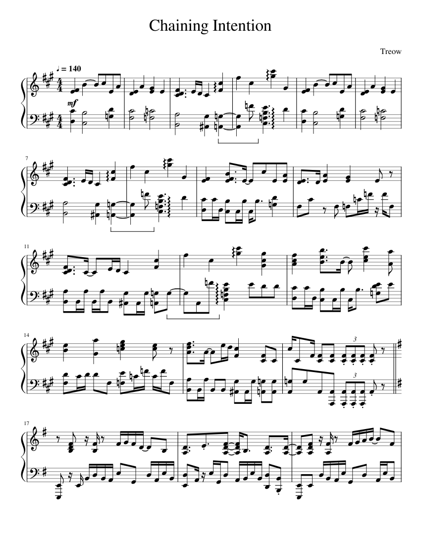 Chaining Intention Sheet Music for Piano (Solo) | MuseScore.com