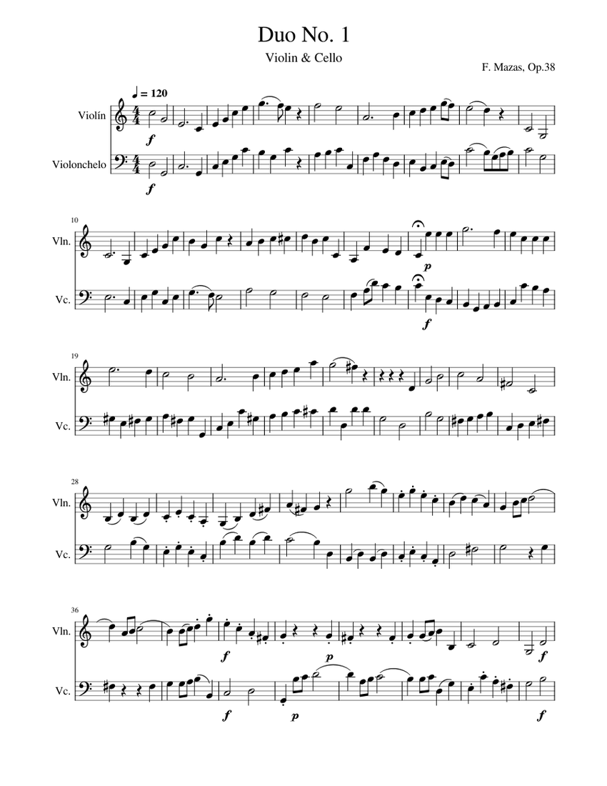 Duo_No._1 Violin & Cello Sheet music for Violin, Cello (String Duet) | Musescore.com