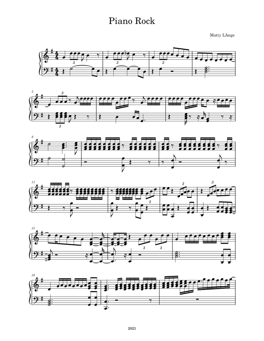 Piano Rock – Matty L'Ange Piano Rock Sheet music for Piano (Solo) Easy ...
