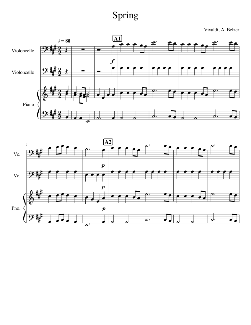 Spring Cello Sheet music for Piano, Cello (Mixed Trio) | Musescore.com
