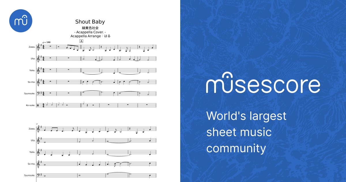 Shout Baby - Ryokuoushoku Shakai Sheet Music for Drum group ...