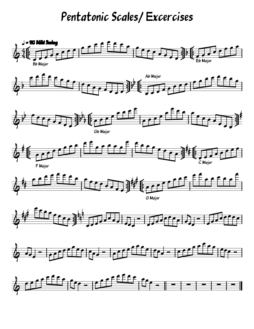 Pentatonic_Scales__Excercises Sheet Music for Saxophone tenor (Solo ...